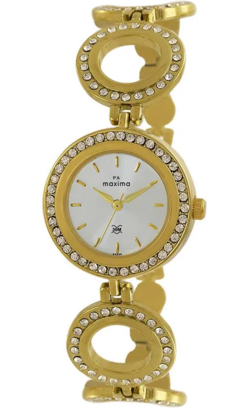 Buy Maxima Analog Silver Dial Gold Strap Watch For Women (O-64050BMLY ...