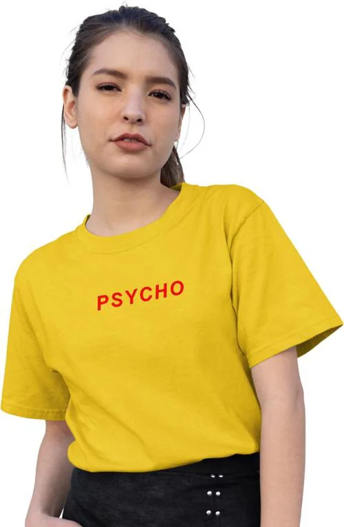 Buy Omneto Women Yellow Printed Pure Cotton Round Neck T-Shirt - M ...