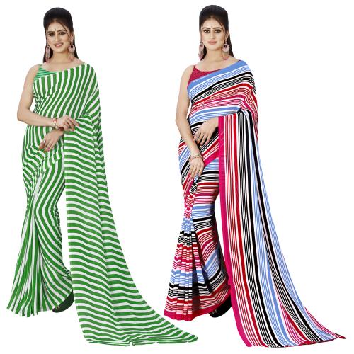 Buy Anand Women Multicolor3 Self Design Pattern Georgette Pack of 2 ...