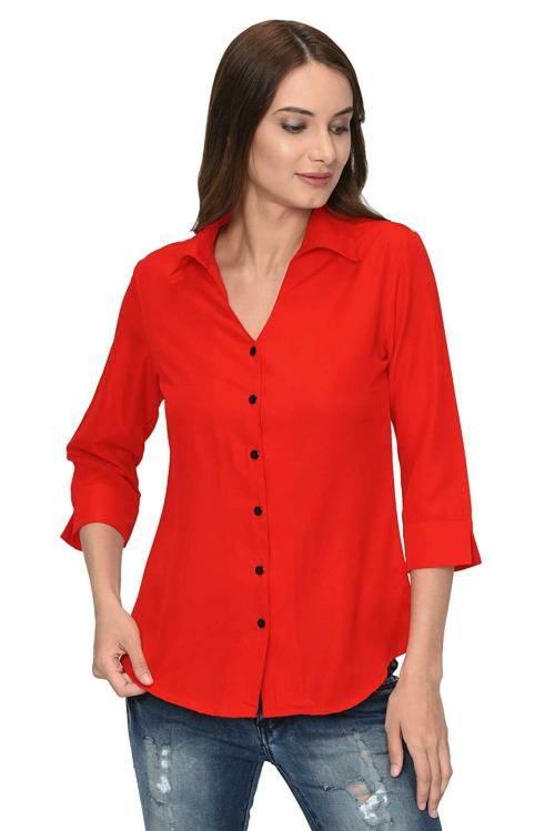 Buy Thisbe Women Red Polyester Formal Shirt (XL) Online at Best Prices ...