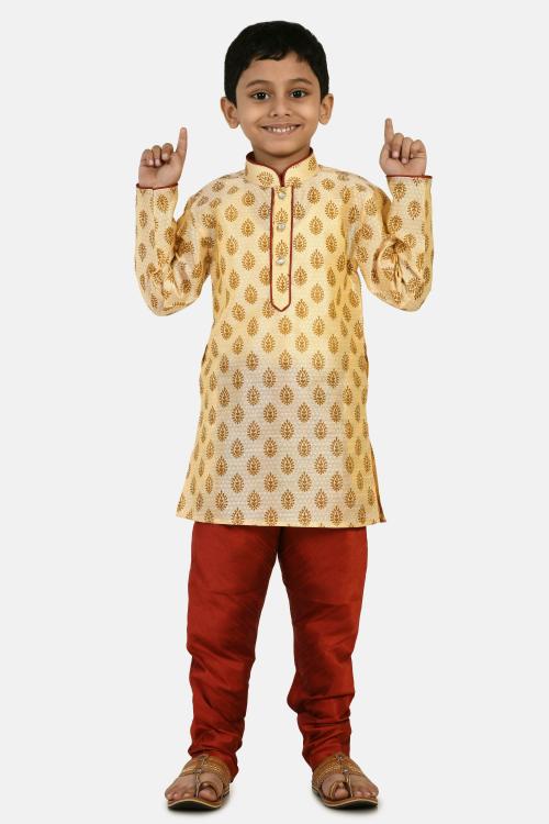 Buy Just Creation Boys Gold Printed Cotton Blend Kurta Set (11-12 Y) Online at Best Prices in ...