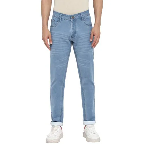 Buy Red Chief Solid Narrow Fit Light Blue Poly Cotton Lycra Casual ...