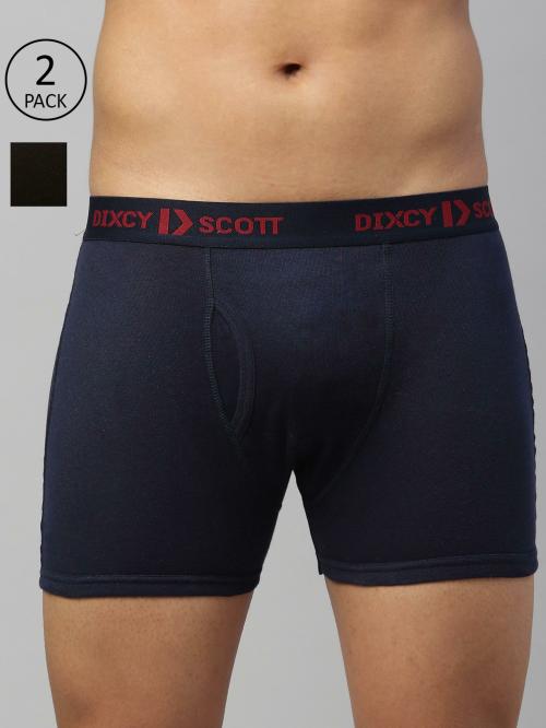 Buy Dixcy Scott Maximus Men's Coffee Brown, Navy Solid Cotton Pack of 2 ...