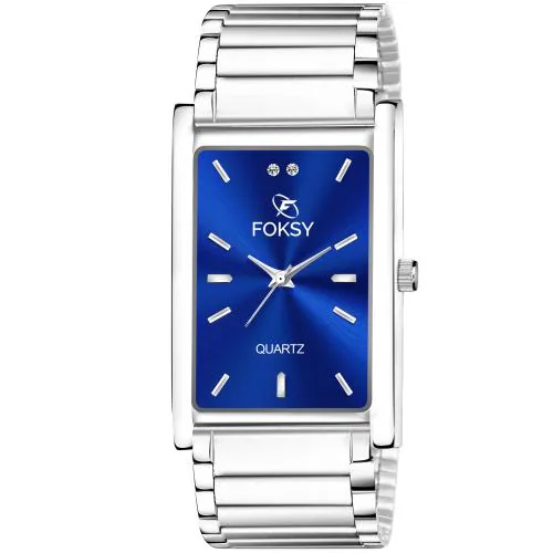 Buy Foksy Blue Studded Dial & Silver Trendy Bracelet Analog Watch - For ...