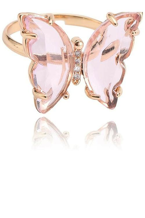 Buy Myjewel Pink Gold Plated Crystal Butterfly Ring for Women and Girls ...