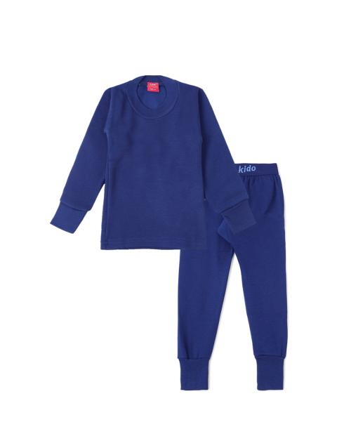 Buy LUX COTT'S WOOL Boys Blue Solid Cotton Blend Thermal Sets Online at ...