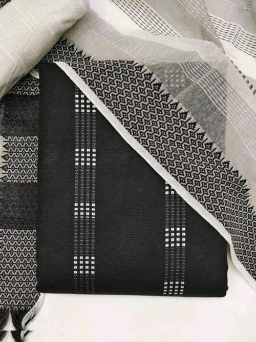 Buy ARISHTA Women Black Woven Design Pure Cotton Unstitched Kurta and ...