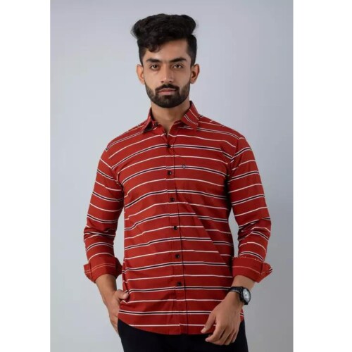 Buy VCOM Cotton Blend Long Sleeve Spread Collar Stylish Shirt for Men ...