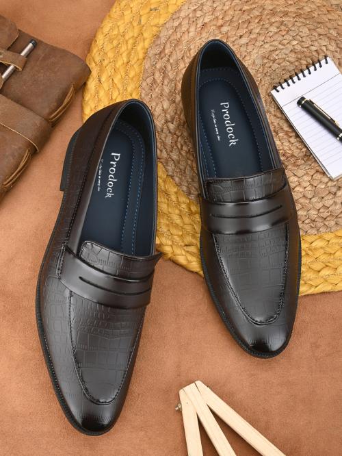Buy Prodock Synthetic Leather Slip on Formal Shoes for men (Brown ...