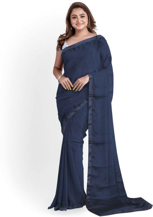 Buy Arpita Fashion Women Dark Blue Crepe Saree Online at Best Prices in ...