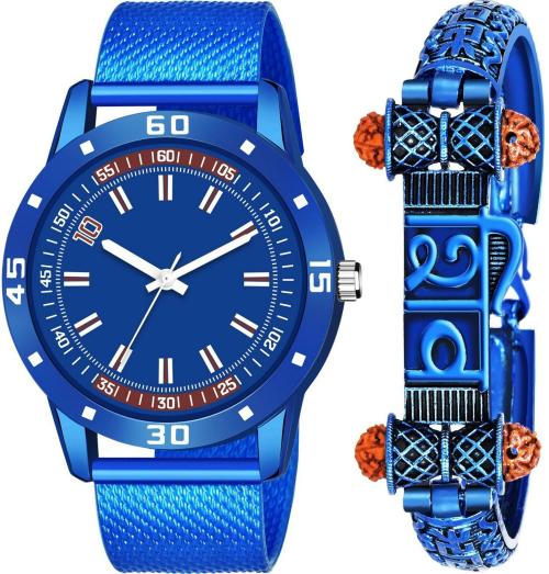 Buy CRAB Analog Blue Watch And Bracelet Combo Men and Boys (JEW_58_K ...