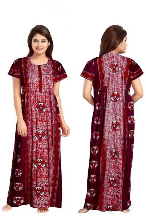 Buy DEEYA M New Stylish Cottton V Neck Printed Half Sleeve Maroon ...