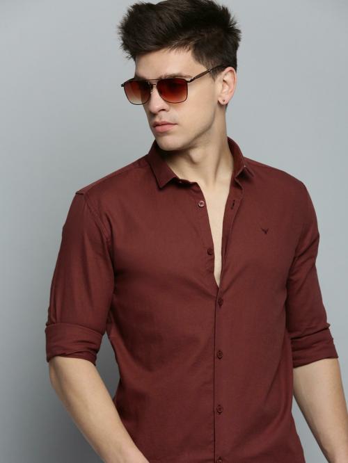 Buy SHOW OFF Men's Rust Solid Cotton Shirts Online at Best Prices in ...