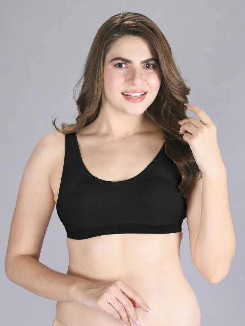 Buy Lux Venus Black Wire Free Slip on Moulded Full Coverage Sports Bra (Black) Online at Best ...
