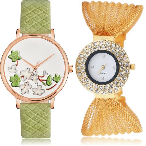 Buy TIMENTER Contemporary Model Sparkle Flower And Jula Green And Gold Colour Analog Genuine ...