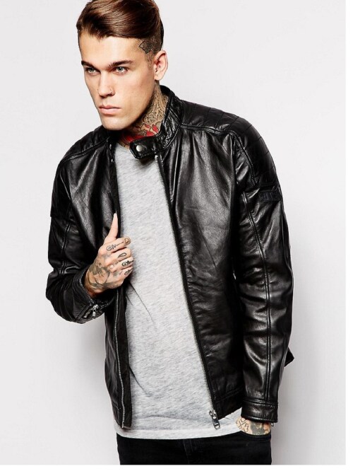 Buy PRIME LEATHER STUDIO Men's Black Hand made Genuine lambskin leather ...