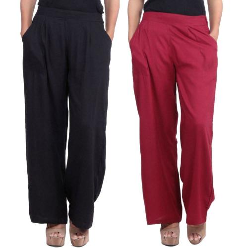 Buy PIXIE Store Women Multicolor Rayon Palazzo (Pack of 2) Online at Best Prices in India - JioMart.