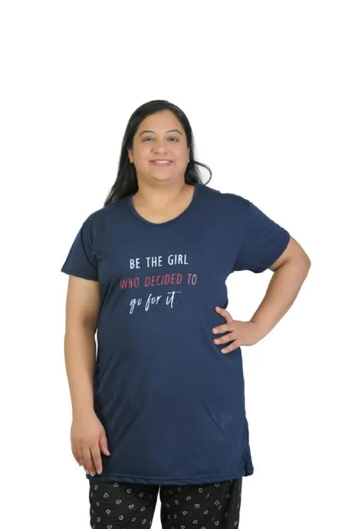 Buy LA Rainbow Women's Plus Size Printed Round Neck Half Sleeve Long Tshirt(Size 4XL-6XL) Online ...