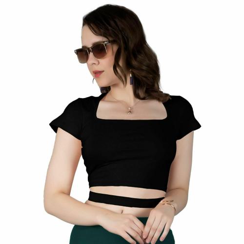 Buy Ad2Cart Women Black Cotton Va4412 Triangle Neck Crop Top (Xs ...