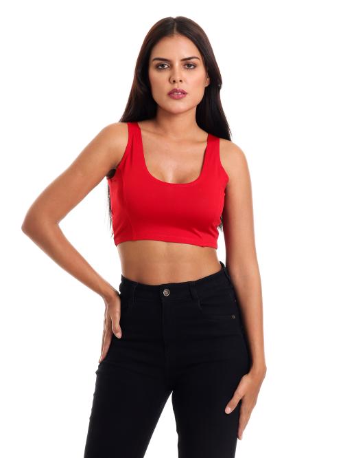 Buy Aura Glam Women's 4-Way Lycra Stretchable Deep Neck Bust Seam Cami Top | Red| Online at Best ...
