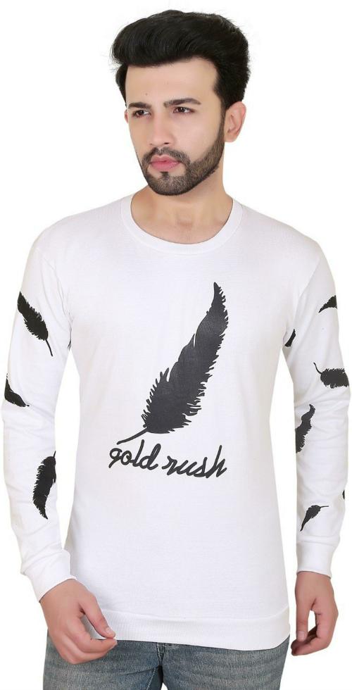 Buy RDS GARMENT HUB Men White Cotton Blend Printed Tshirt (XL) Online ...