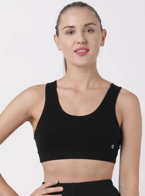 Buy Macrowoman W Series Women Black Solid Cotton Blend Single Bra ...