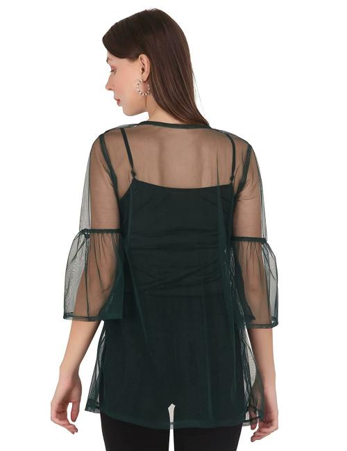 Buy UNFAKENOW Women Black Embroidered Net Shrug (XXL) Online at Best ...