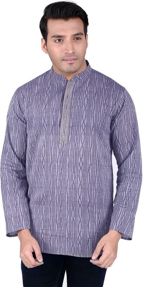 Buy Rene Men Grey Cotton Blend Printed Kurtas Online at Best Prices in ...