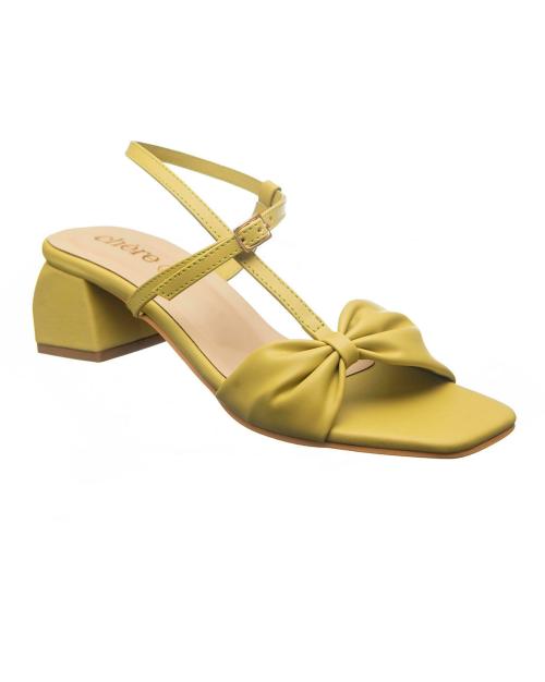 Buy Chere Lime-Green Bow Block Heels - 39 / Yellow Online at Best ...