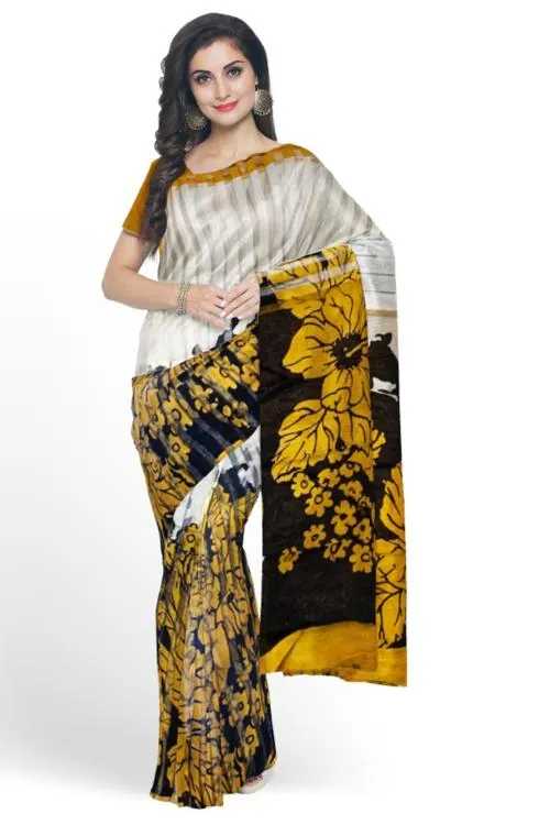 Buy SAMVITA's White Matka Cotton Silk Saree for Women Online at Best ...