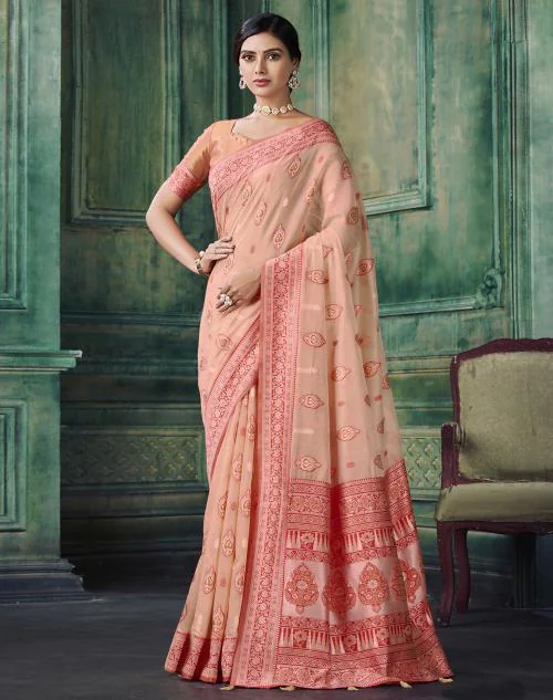 Buy Satrani Polycotton Orange Color Saree with Blouse piece | sarees ...