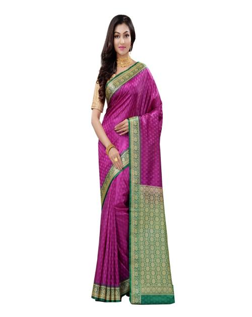 Buy Naeusa Designer Banarasi Tanchoi Silk Saree (Magenta) Colour with ...