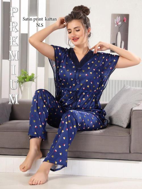 Buy RAINY FLOWERS Women Black Satin Night Suit Set Online at Best ...