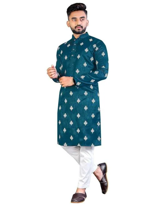 Buy ROZLAND Men's Heavy Cotton with Lucknowi Work Traditional and ...