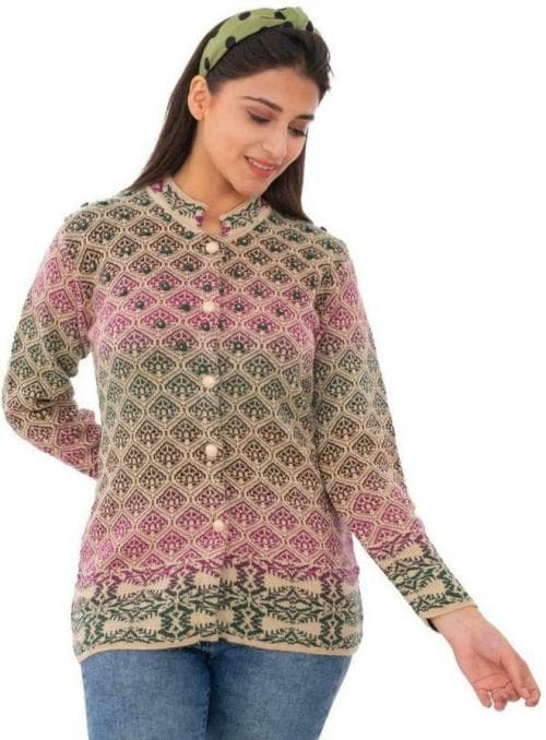 Buy Loglo Women Beige Self Design Acrylic Blend Sweater - L Online at ...