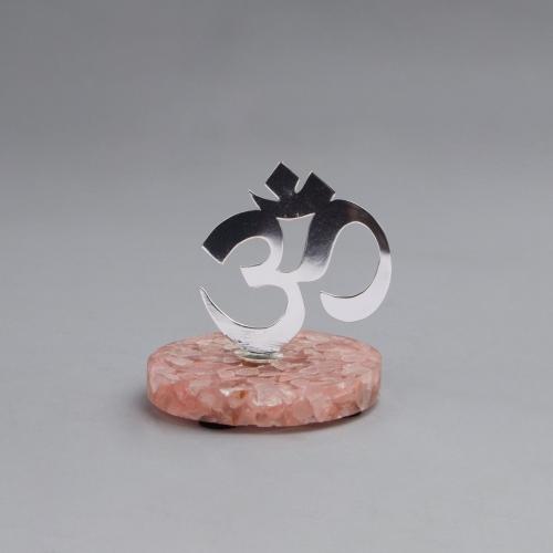 Buy SS Om Cutwork on Rose Quartz Base Silver Plated (Silver, Pack of 1 ...