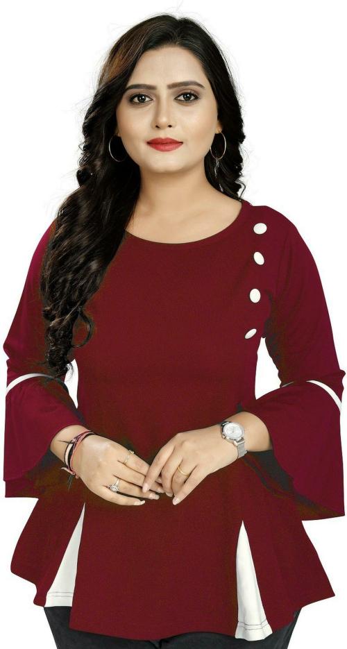 Buy LADIESORA FASHION Casual Solid Women Maroon Top Online at Best ...