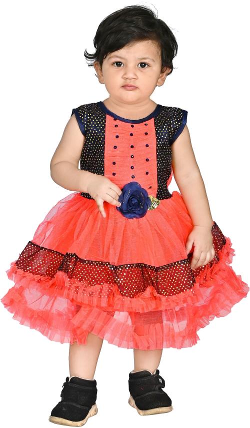 Buy MARUF DRESSES Girls Red Net Fit and Flare Dress - 18 to 24 M Online at Best Prices in India ...