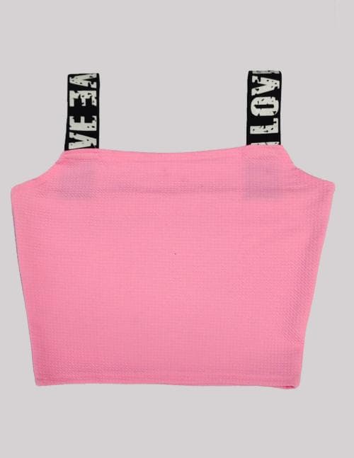 Buy LocavestirGirls Pink Solid Cotton Lycra Blend Crop Top (10-11Y) Online at Best Prices in ...