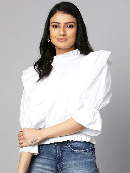 Buy plusS Women White Solid Top Online at Best Prices in India - JioMart.