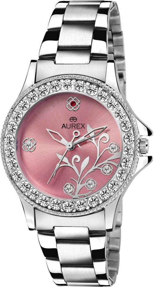 Buy Aurex Analog Pink Dial Silver Strap Watch For Women - (Ax-Lr506-Pkc ...