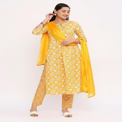 Buy Anuthi Printed Kurta Pant Dupatta Set Online at Best Prices in ...