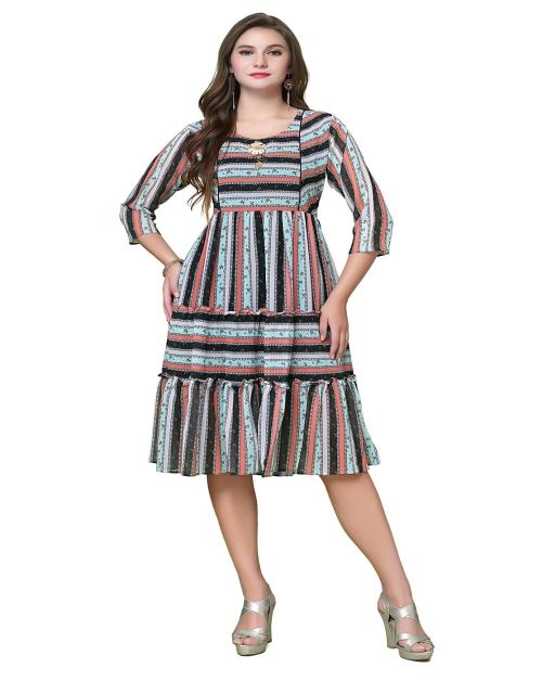 Buy NIRZARI Women's Georgette Casual Tea Length Short Dress Gown Frock ...