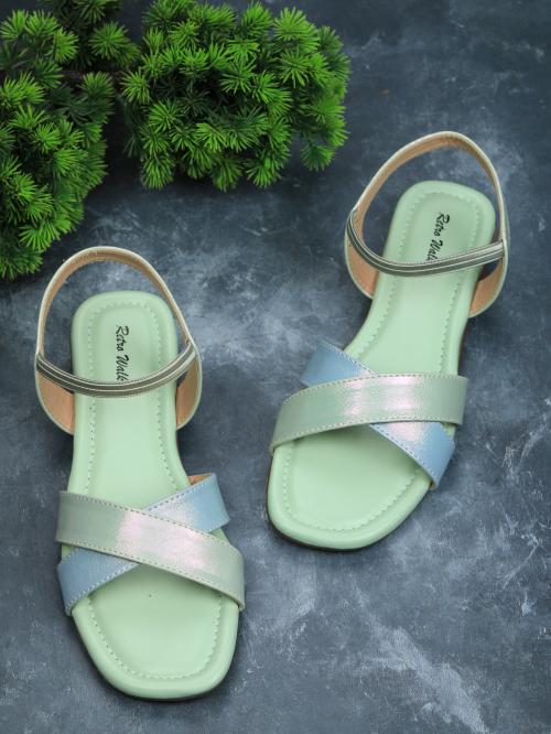 Buy RetroWalk Green stylist Flat Sandals for Women Online at Best ...