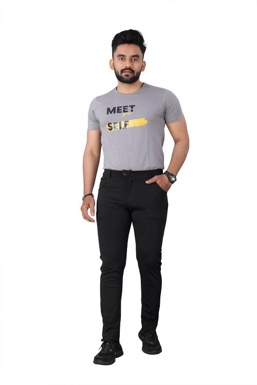 Buy KaBaaT Men Black Lycra Casual Wear Pants (Xl) Online at Best Prices ...