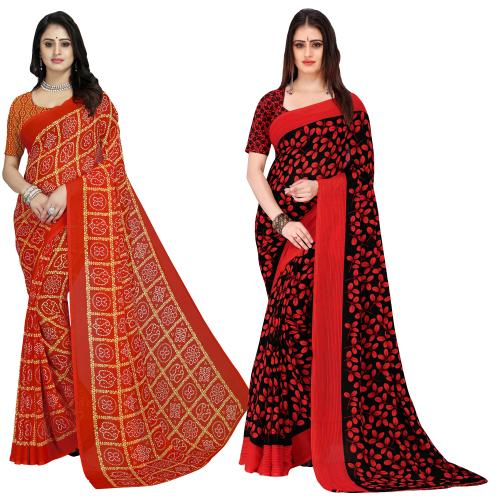 Buy Anand Women Multicolor8 Self Design Pattern Georgette Pack of 2 ...