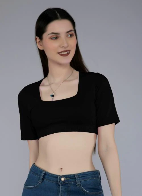 Buy AD2CART A4234 Women Square Neck Half Sleeve Crop Top Online at Best ...