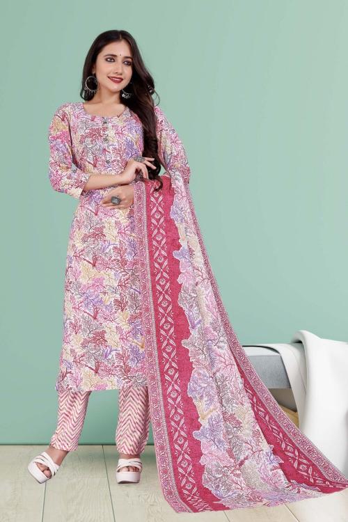 Buy PASIKA Rayon Foil Printed Pant Set Kurta With Dupatta - Pink (XXL) Online at Best Prices in ...