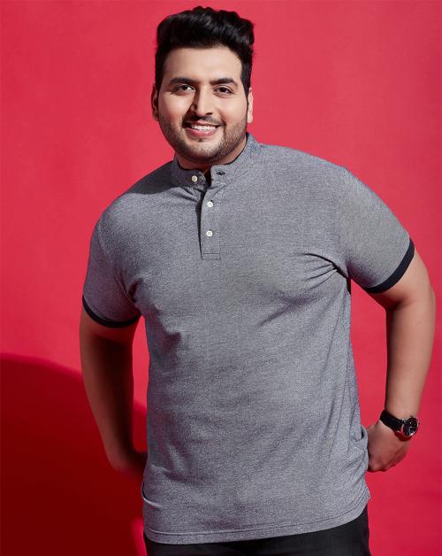 Buy Bigbanana Men Plus Size Lazon Solid Henley Tshirt Online at Best ...