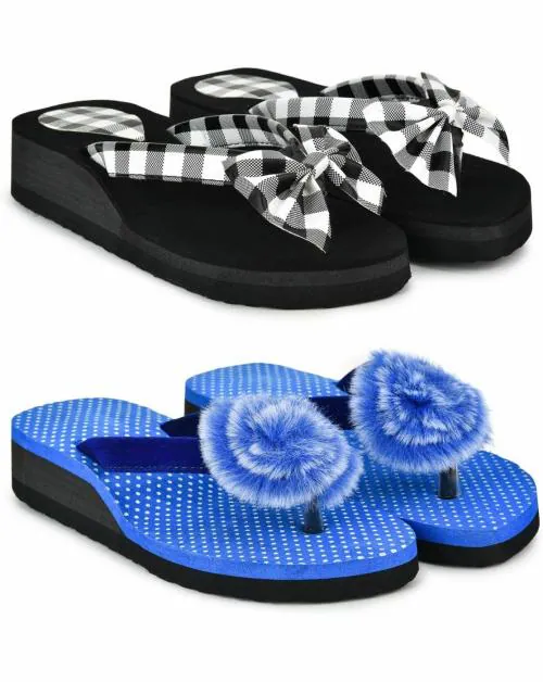 Buy Drip Cross Multicolor Women Flip Flops - UK 4 (Pack of 2) Online at ...